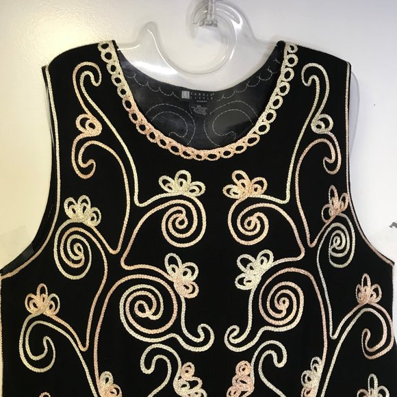 Carole Little | Tops | Carole Little Black With Embroidery Design ...